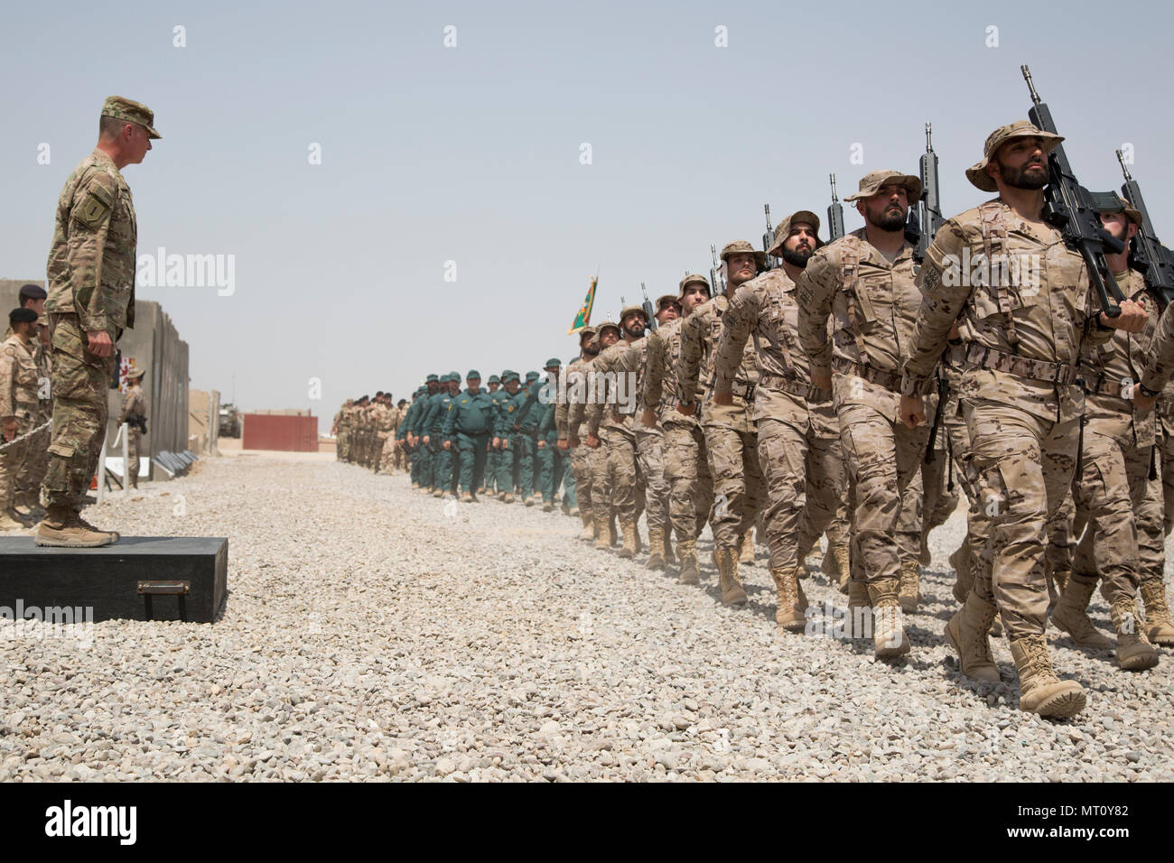 The Spanish army march past U.S. Army Maj. Gen. Joseph M. Martin the ...