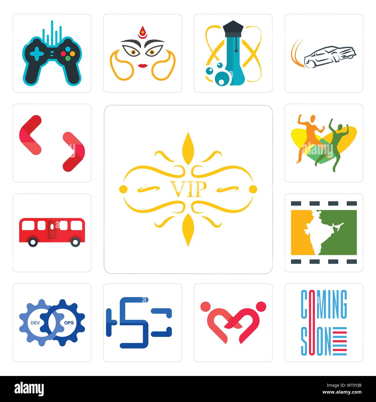 Set Of 13 simple editable icons such as vip, coming soon, friendship ...