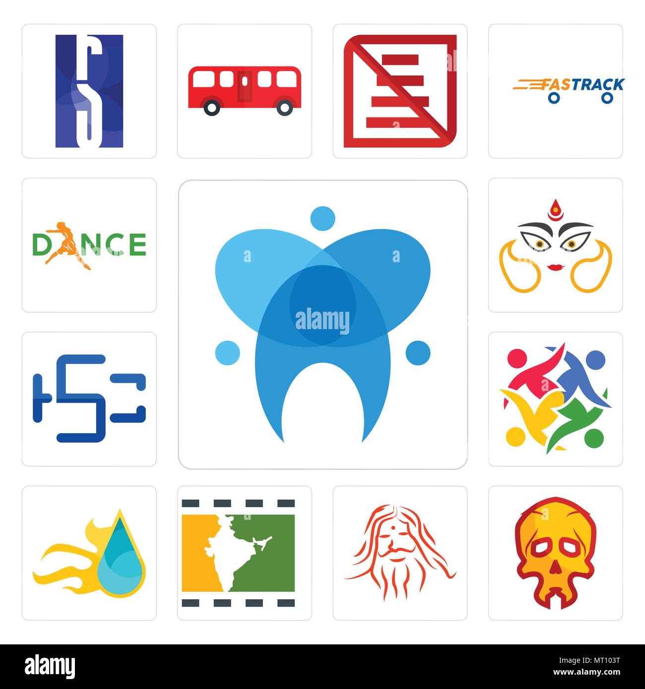 Set Of 13 simple editable icons such as dental, skull, patanjali ...