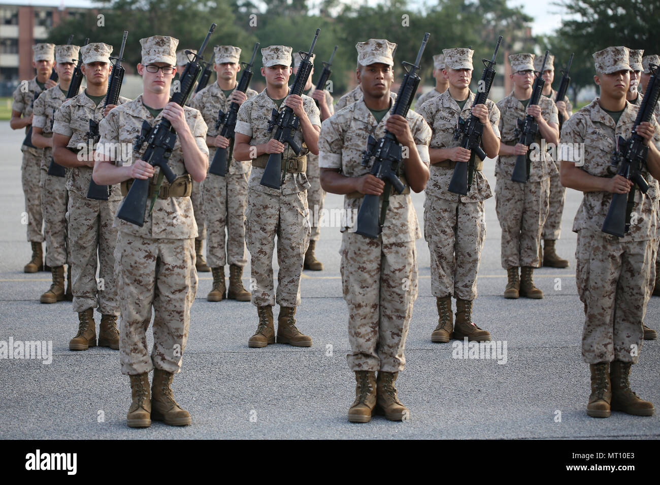 U.S. Marine Corps recruits with Platoon 3052, Mike Company, 3rd Recruit ...