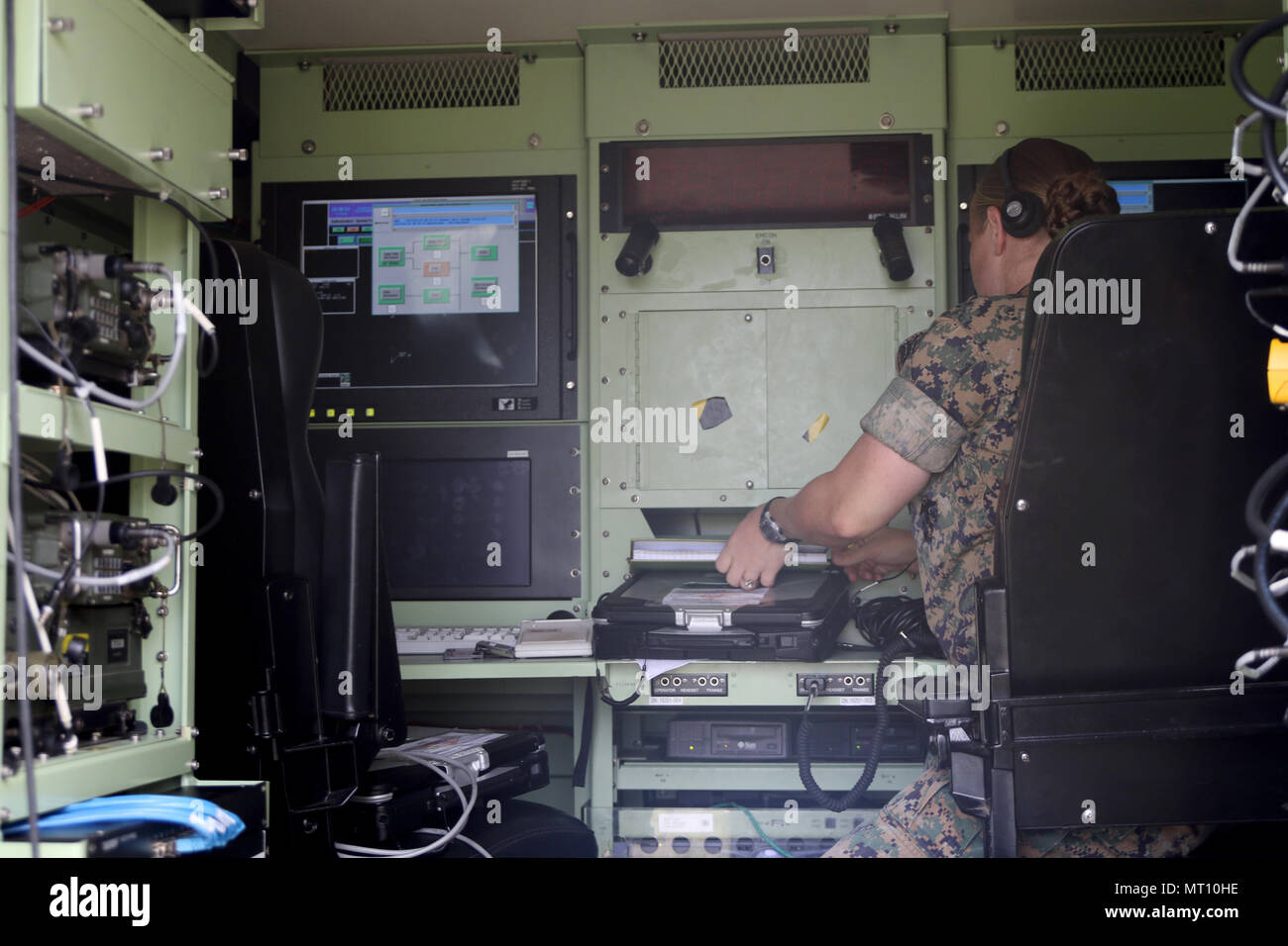 Staff Sgt. Melody Battaglia works inside the AN/TPS-31A V7 Air Traffic ...