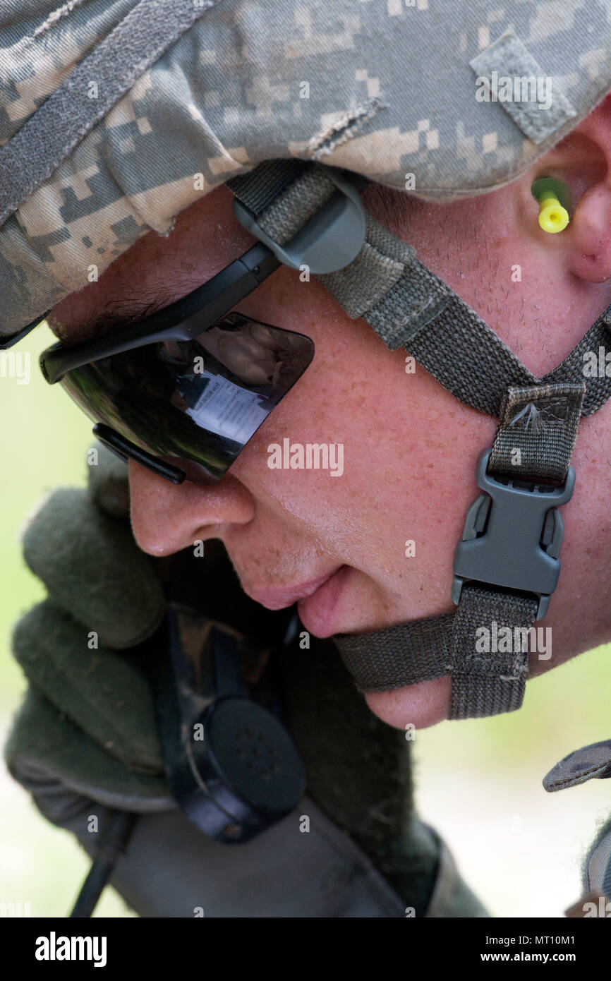 Spc. Knik Durman, a 31B from the U.S. Army Cadet Command, calls in a ...