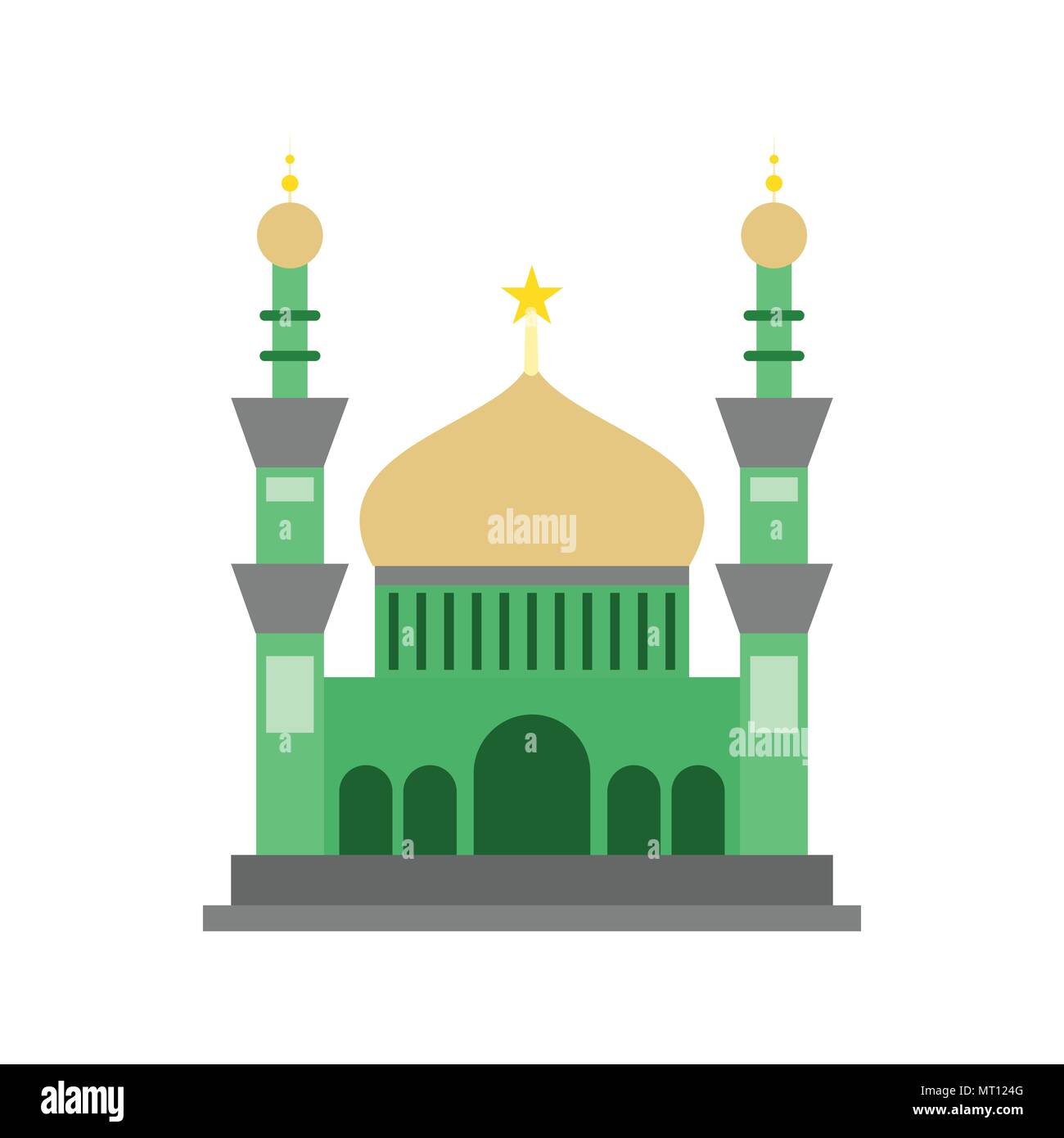 Green Style Islamic Mosque Building Vector Illustration Graphic Design ...