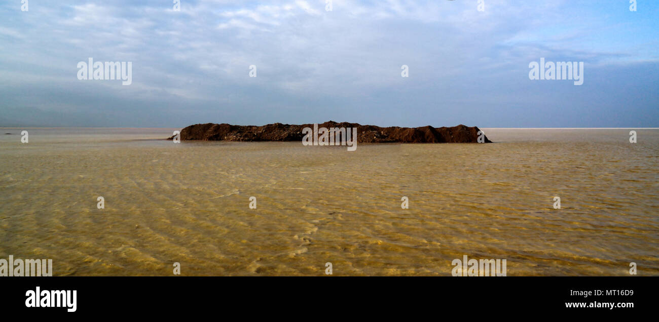 Salt Lake Karum aka Lake Assale or Asale at sunset in Danakil Afar ...