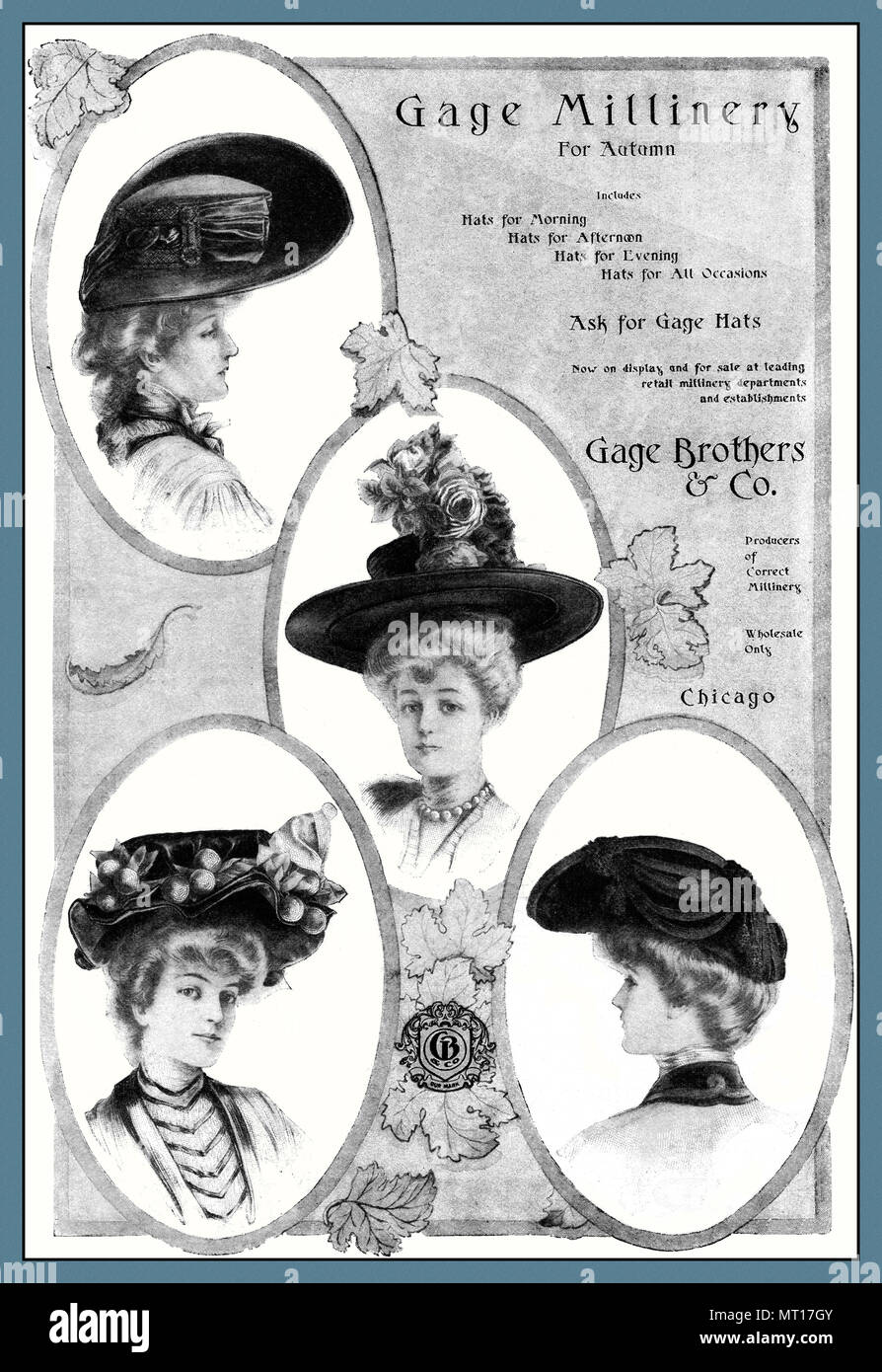 Millinery Ad Of 1904 Stock Photo - Alamy