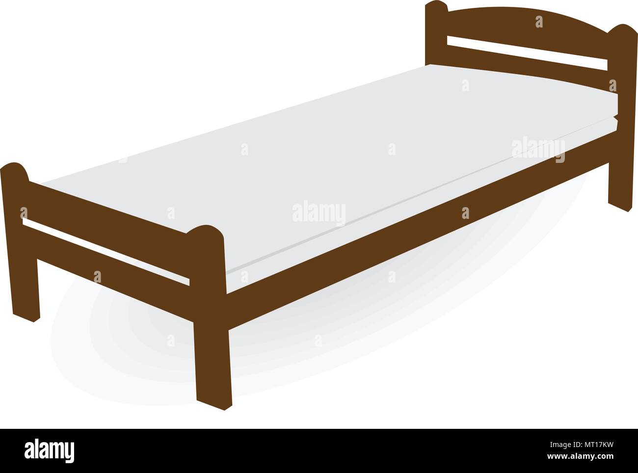 illustration of isolated wood single bed on white background Stock ...