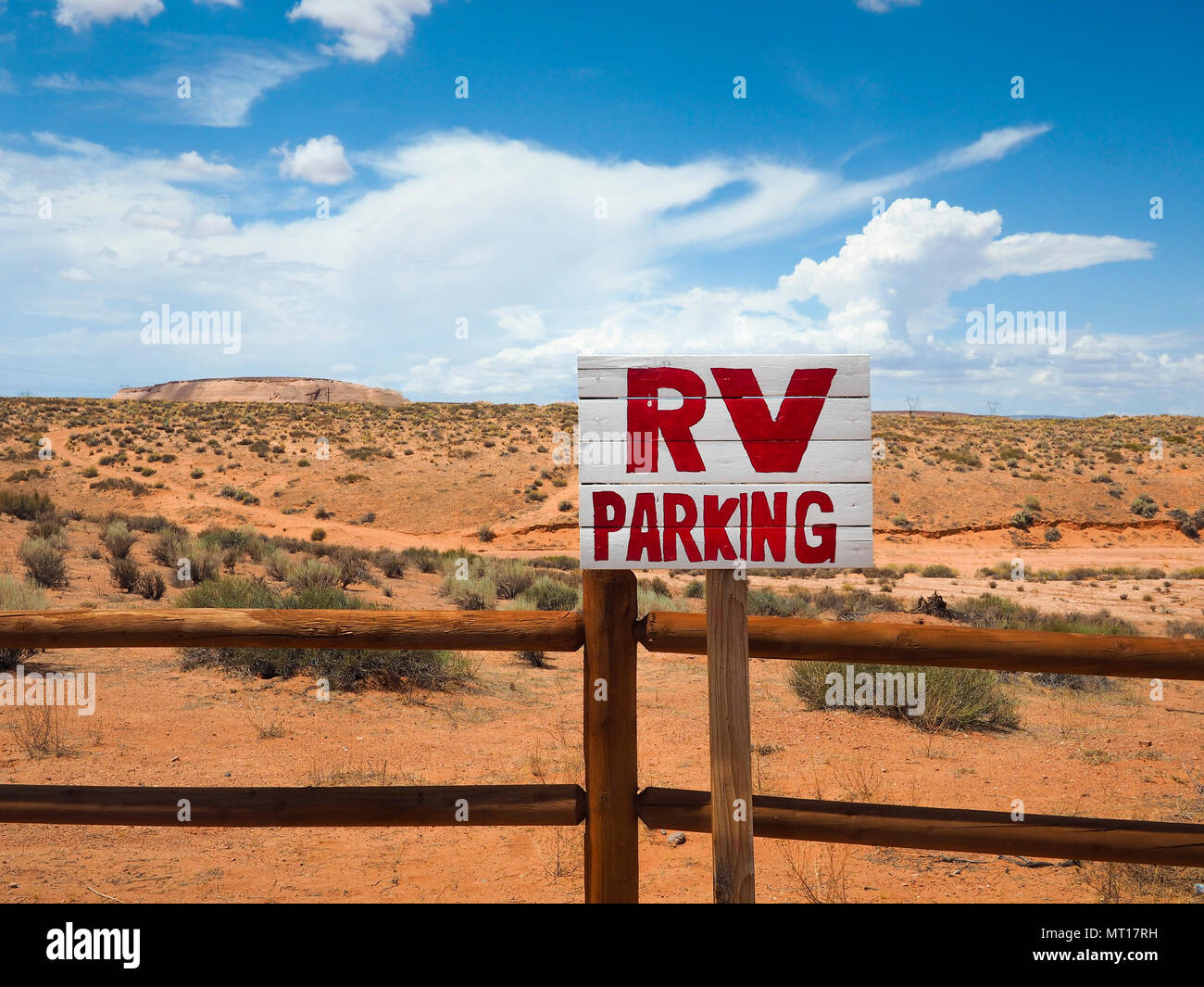 Selfmade wooden "RV parking" sign in the Arizona desert (near Antelope ...