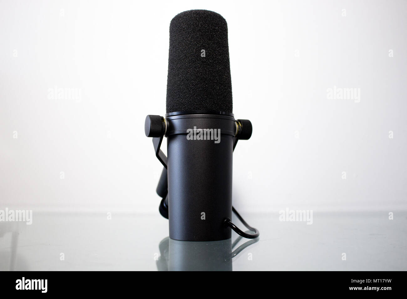 Sound studio. Microphone in close-up, Microphone isolated on white ...