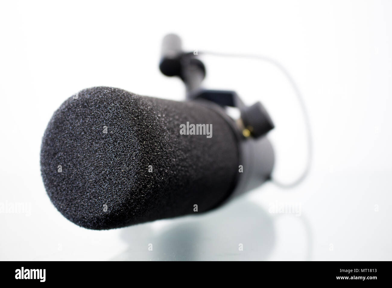 Sound studio. Microphone in close-up, Microphone isolated on white ...