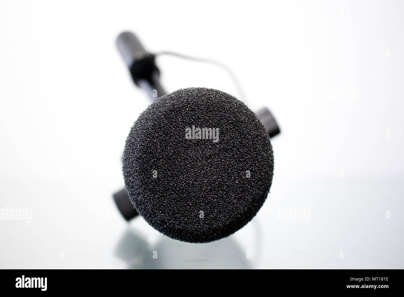Sound studio. Microphone in close-up, Microphone isolated on white ...