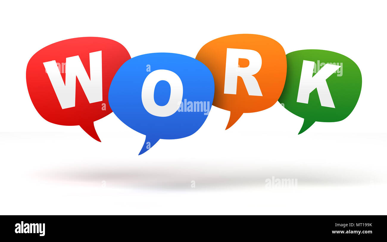 work speech bubbles 3d concept illustration isolated on white ...