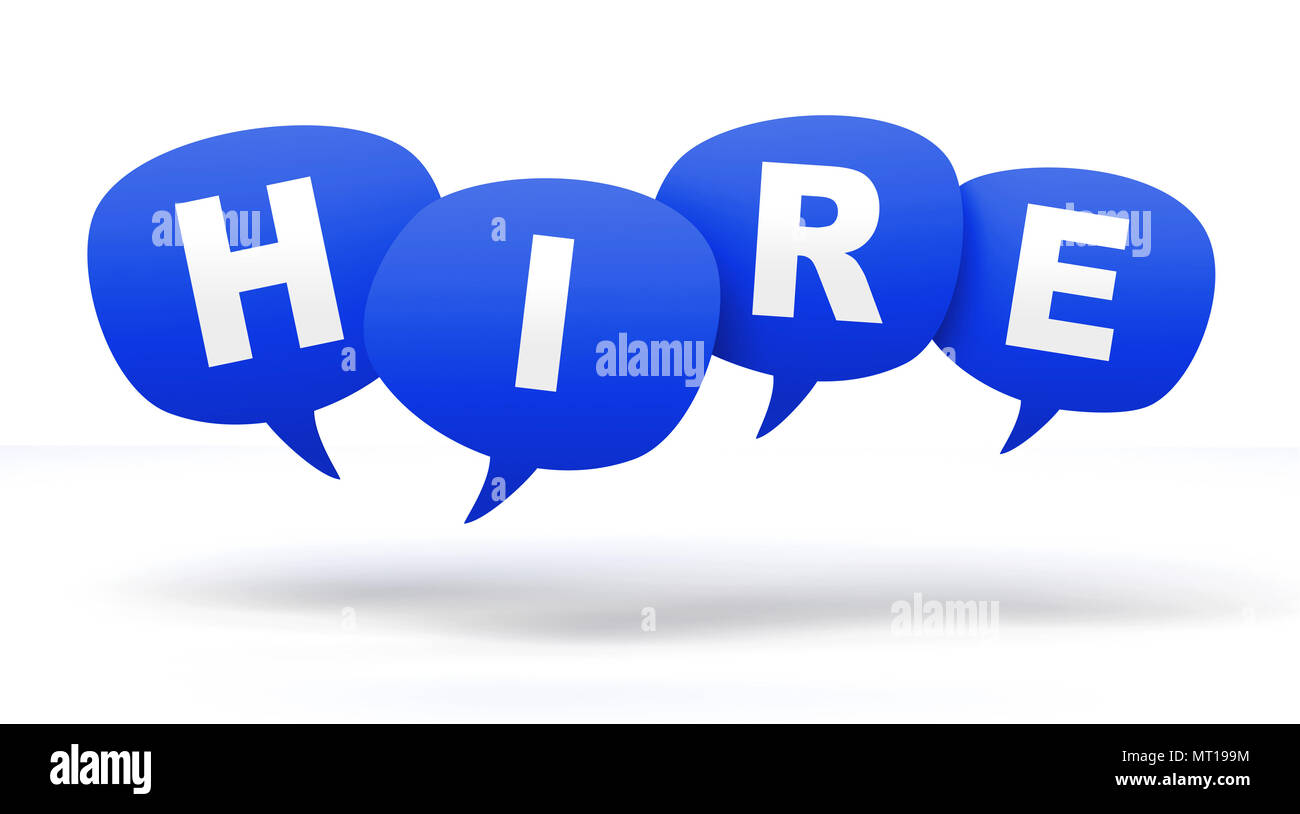 hire speech bubbles 3d concept illustration isolated on white ...