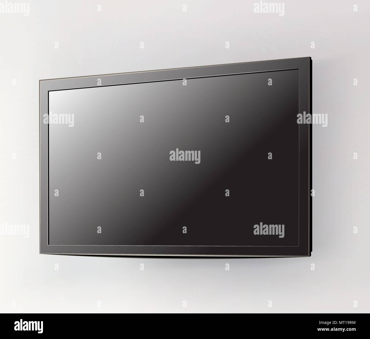 Black LED tv television screen on the wall background Stock Vector ...