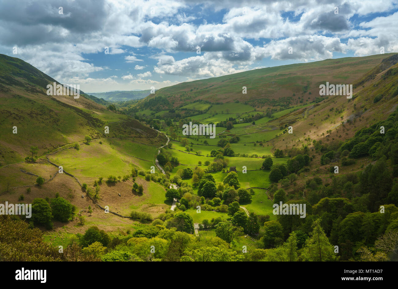 View down valley from top of Pistyll Rhaeadr Stock Photo - Alamy