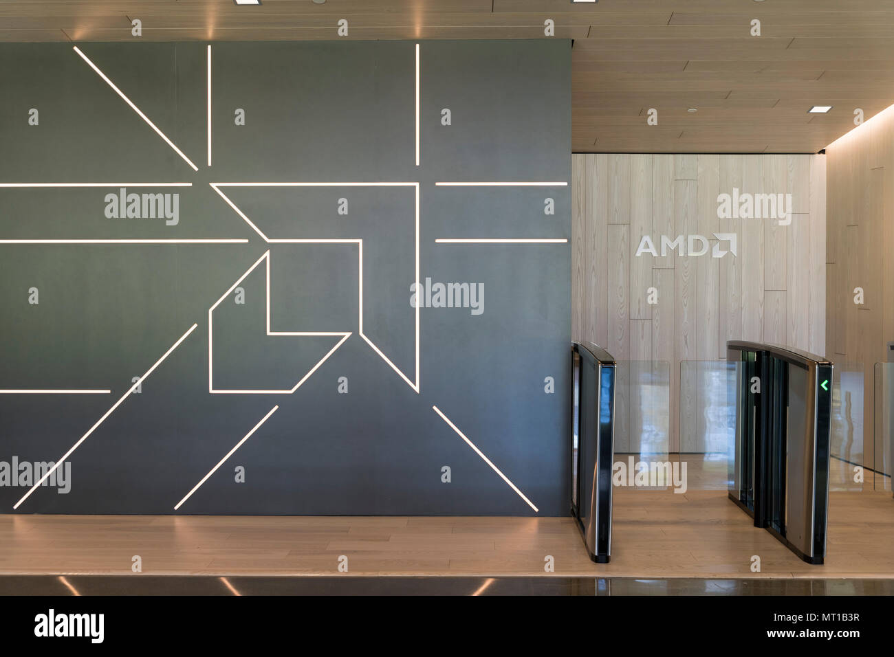 Santa Clara, California - April 26, 2018: AMD signage at its ...