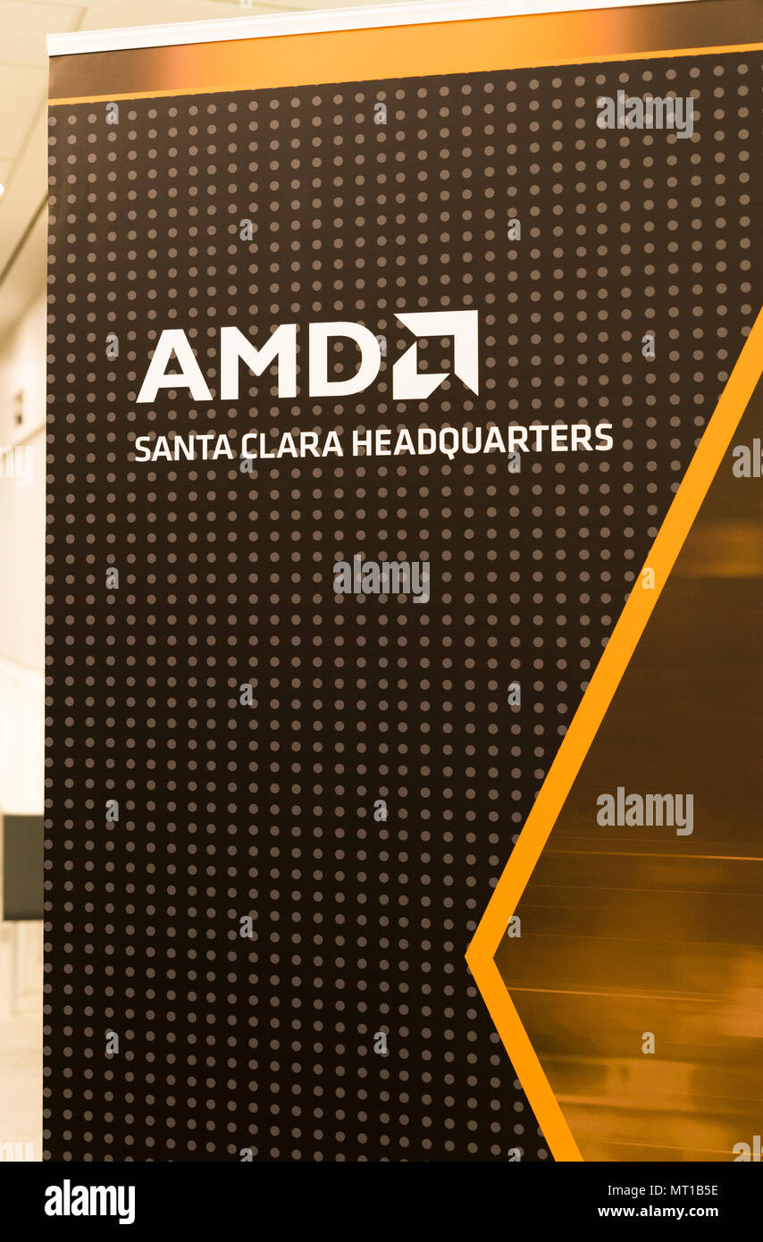 Santa Clara, California - April 26, 2018: AMD headquarters in Silicon ...