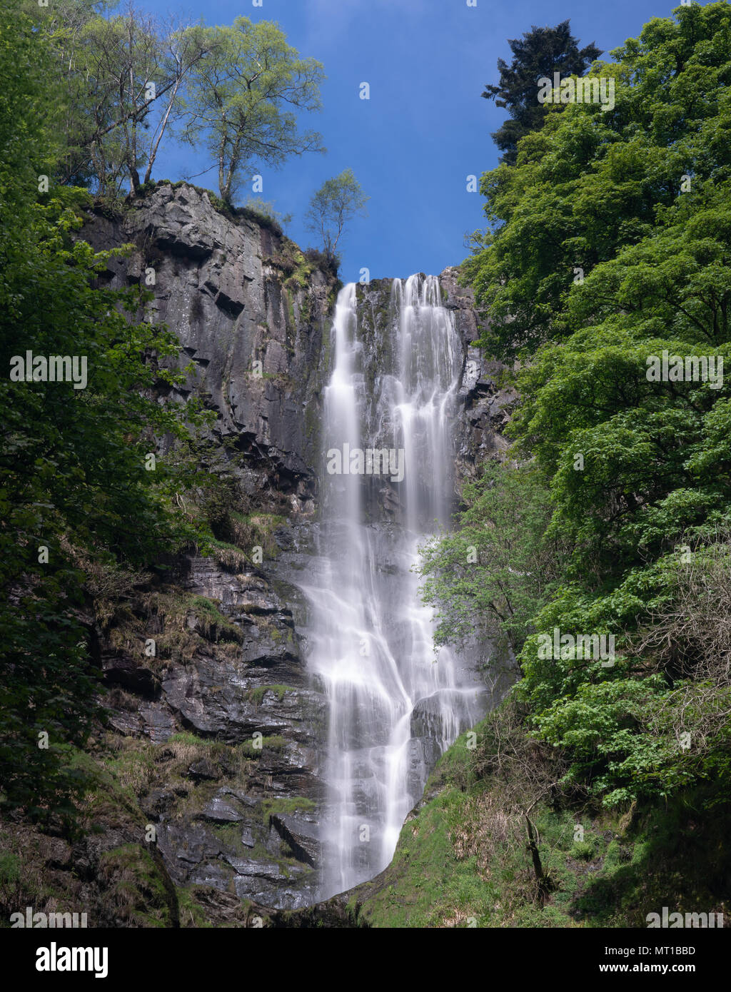 High waterfall of Pistyll Rhaeadr in Wales Stock Photo - Alamy