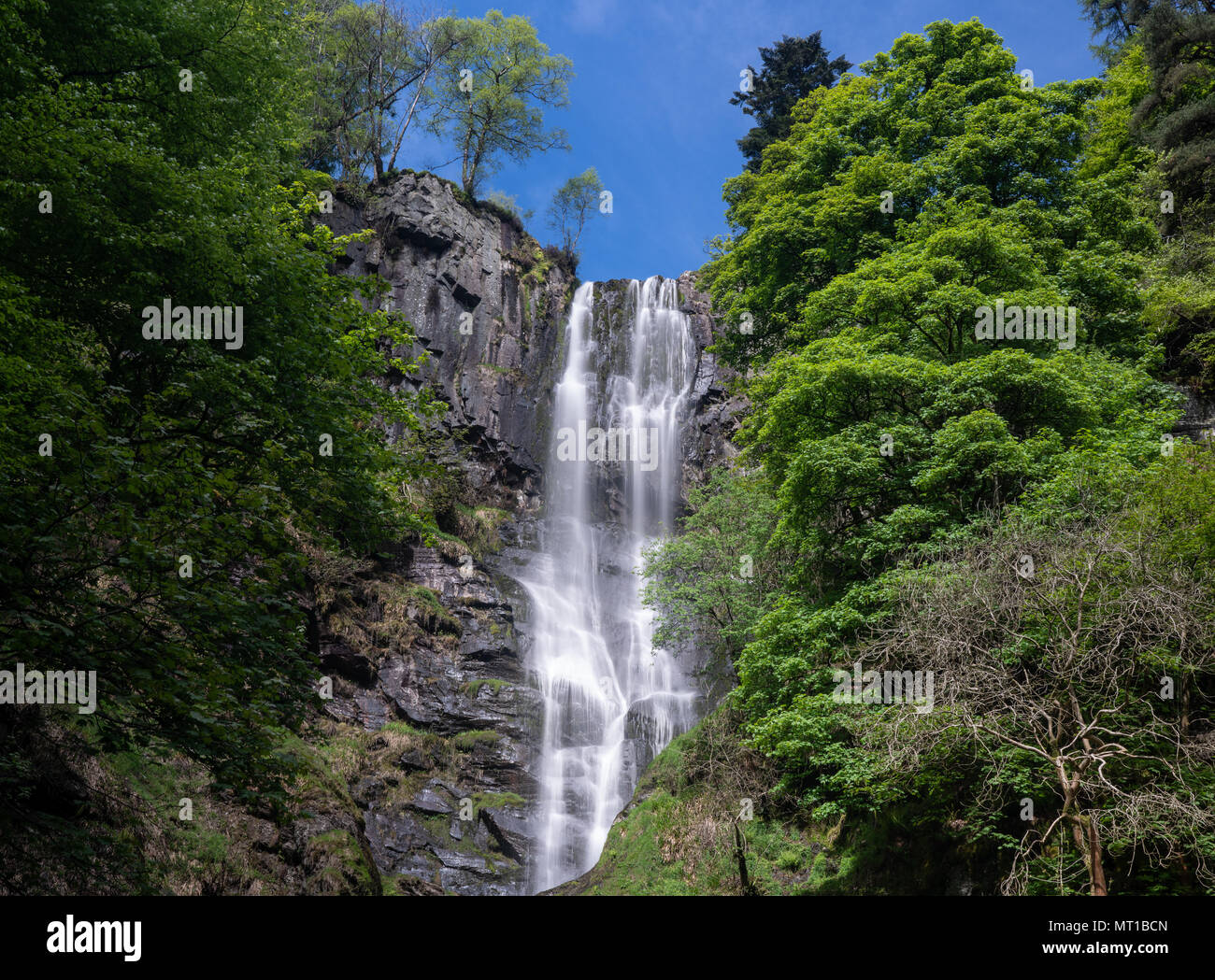 High waterfall of Pistyll Rhaeadr in Wales Stock Photo - Alamy