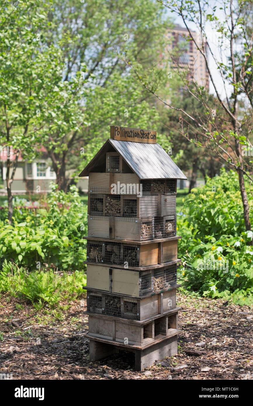A pollination station, in Loring Park in Minneapolis, Minnesota, USA ...