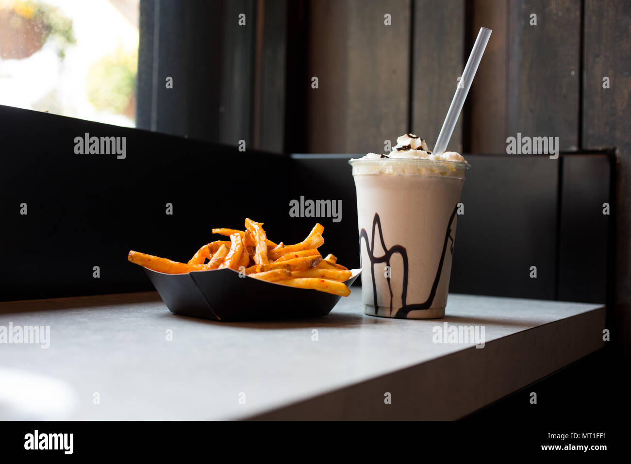 Chocolate milkshake and fries hi-res stock photography and images - Alamy