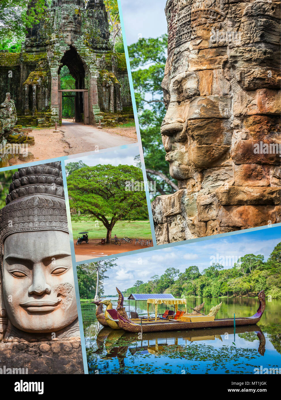 Collage of Cambodia and the stone faces. Collage of Cambodia and the ...