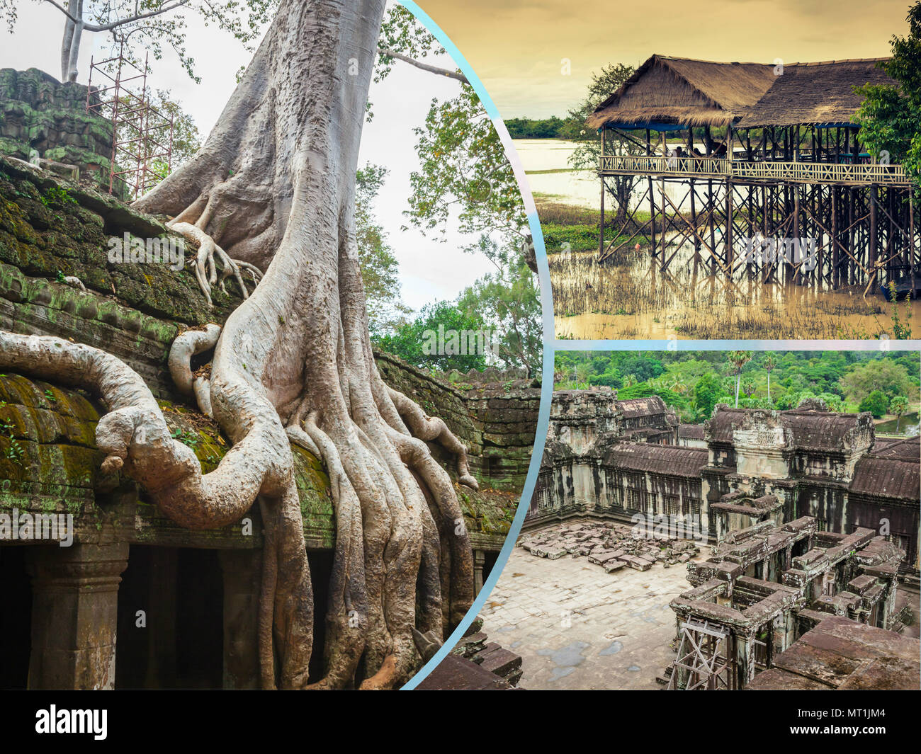 Collage of Cambodia and the stone faces. Collage of Cambodia and the ...