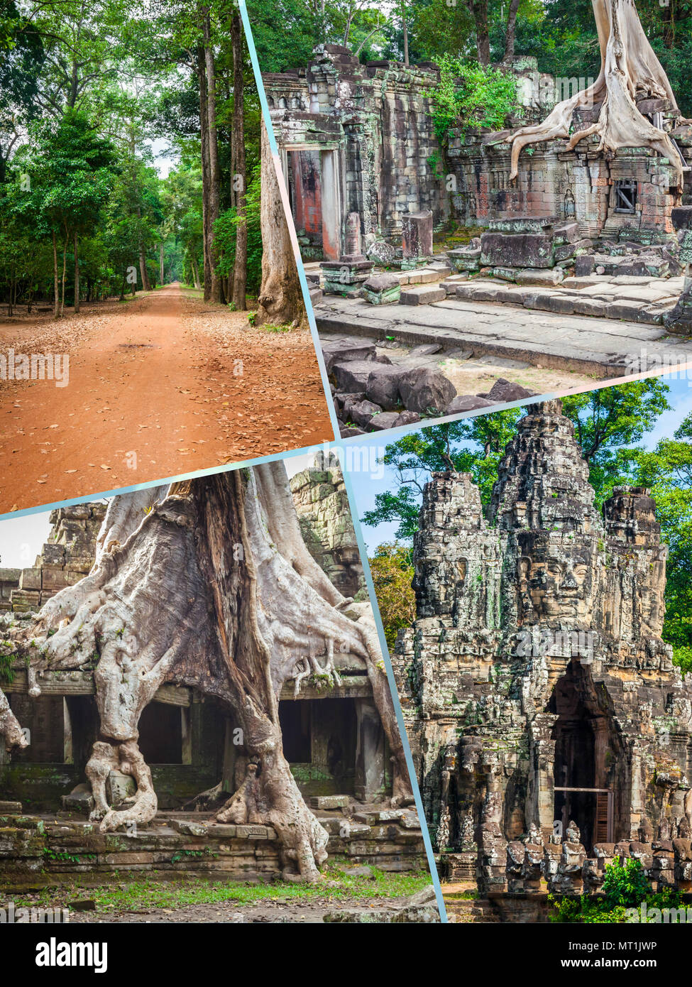 Collage of Cambodia and the stone faces. Collage of Cambodia and the ...
