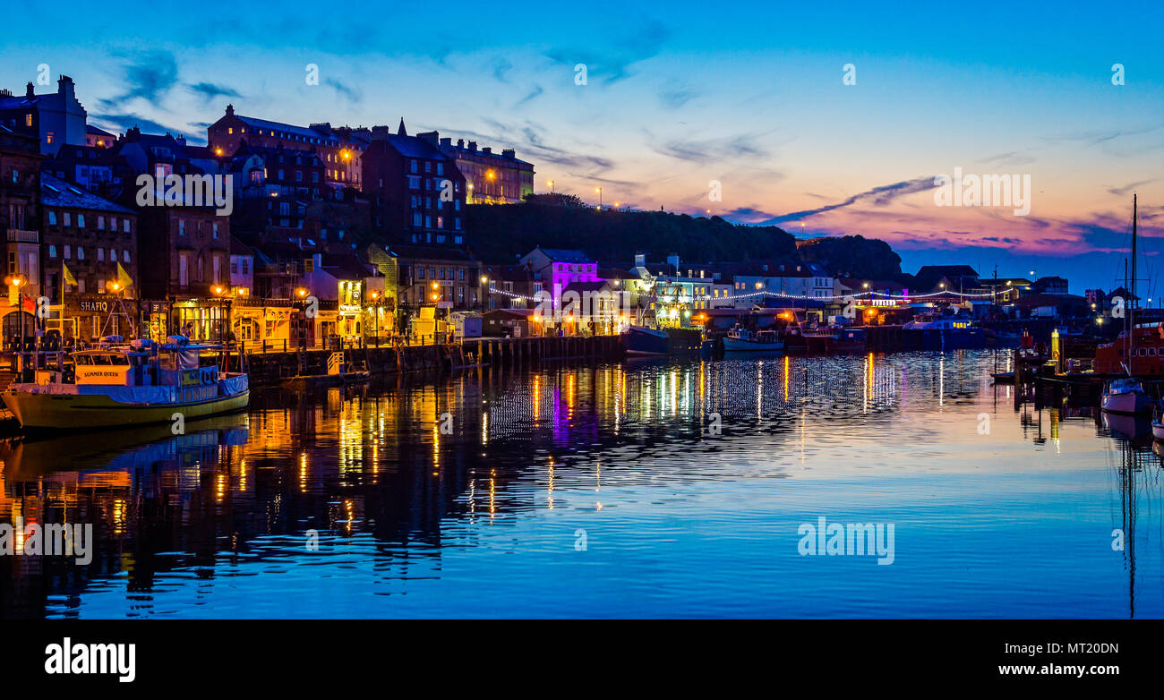 Whitby harbour night lights hi-res stock photography and images - Alamy