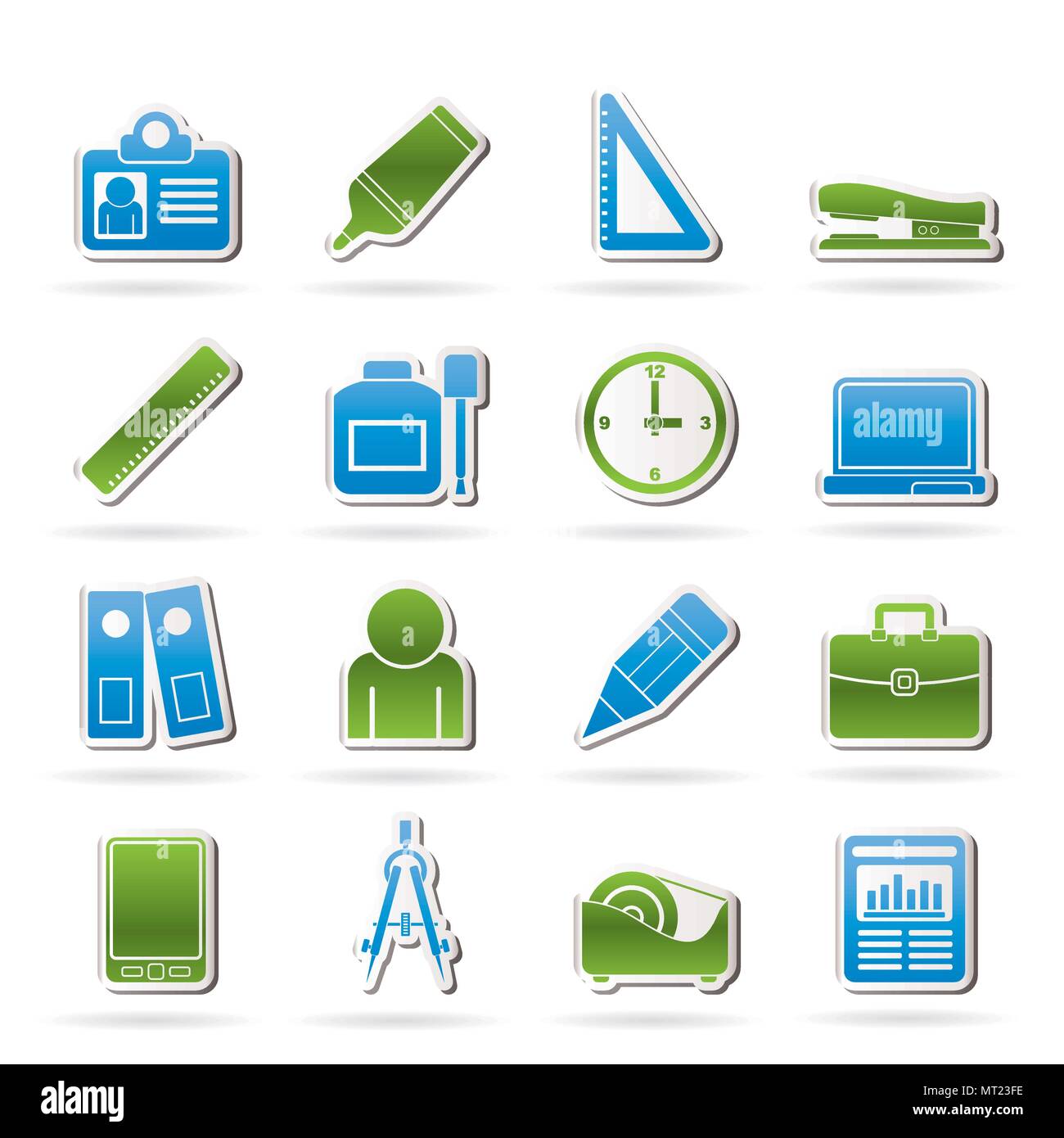 Business and office objects icons - vector icon set Stock Vector Image ...