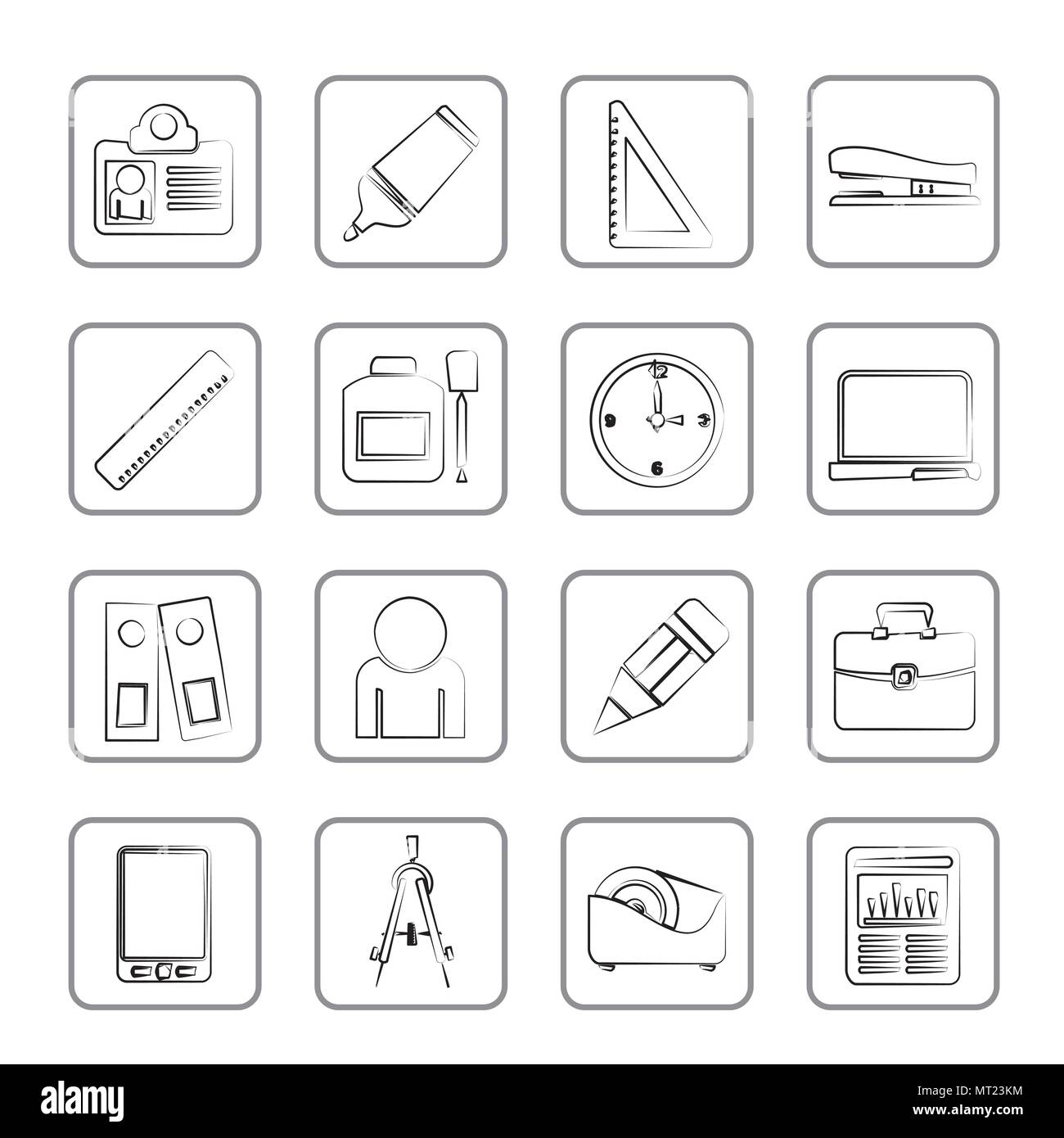 Business and office objects icons - vector icon set Stock Vector Image ...