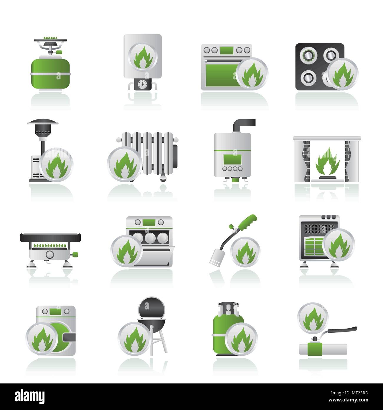 Household Gas Appliances icons - vector icon set Stock Vector Image ...