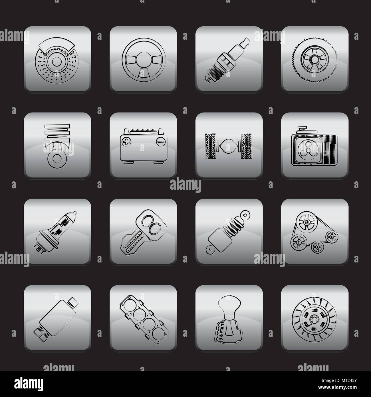 Different kind of car parts icons - vector icon set Stock Vector Image ...