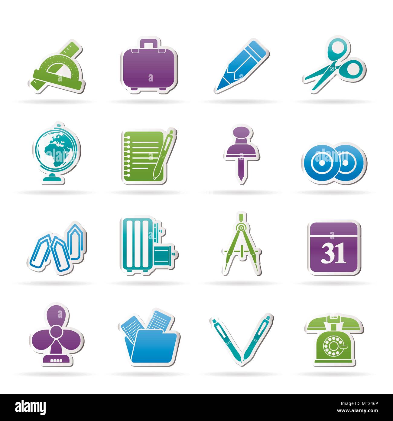 Business and office objects icons - vector icon set Stock Vector Image ...