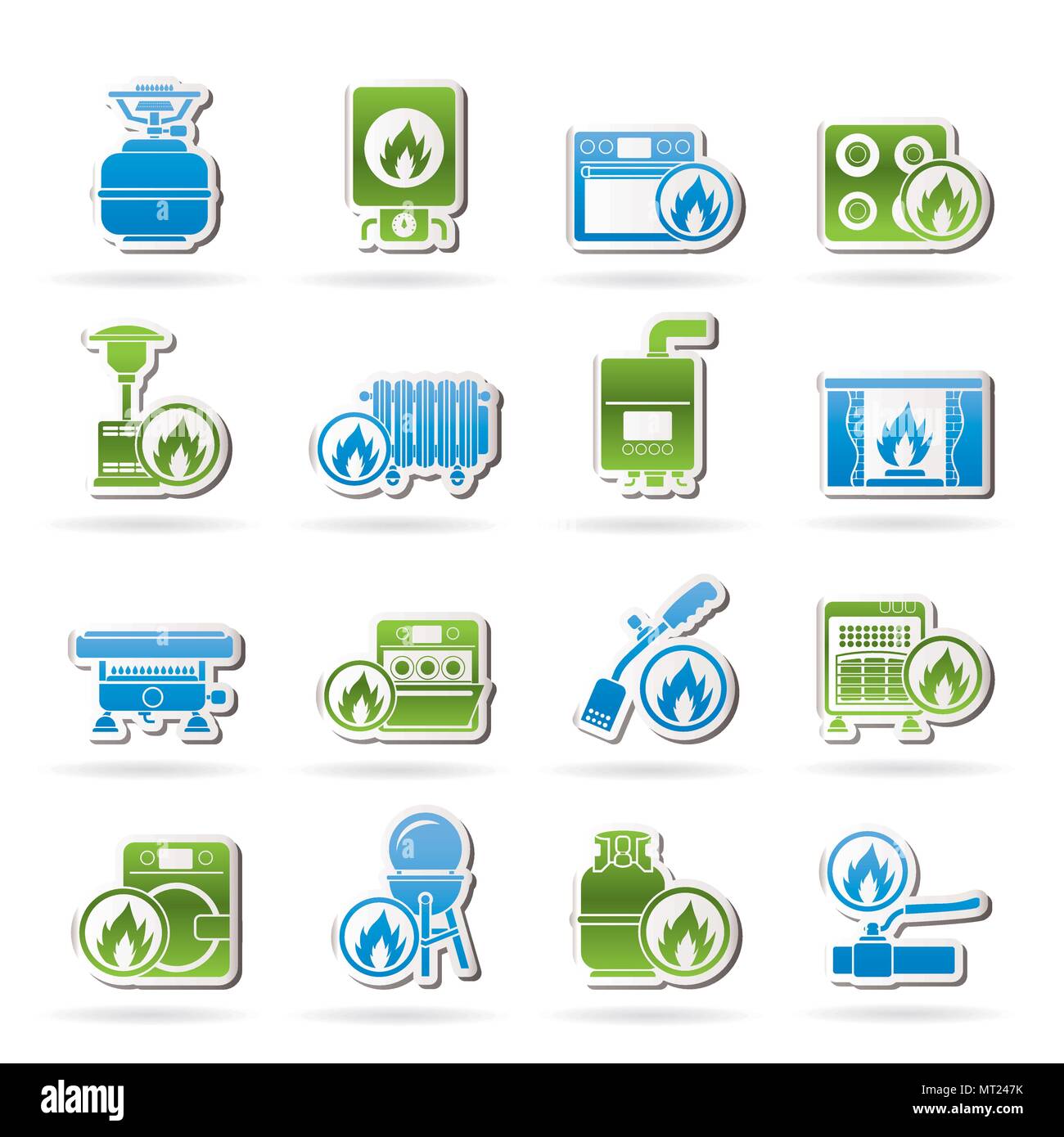 Household Gas Appliances icons - vector icon set Stock Vector Image ...