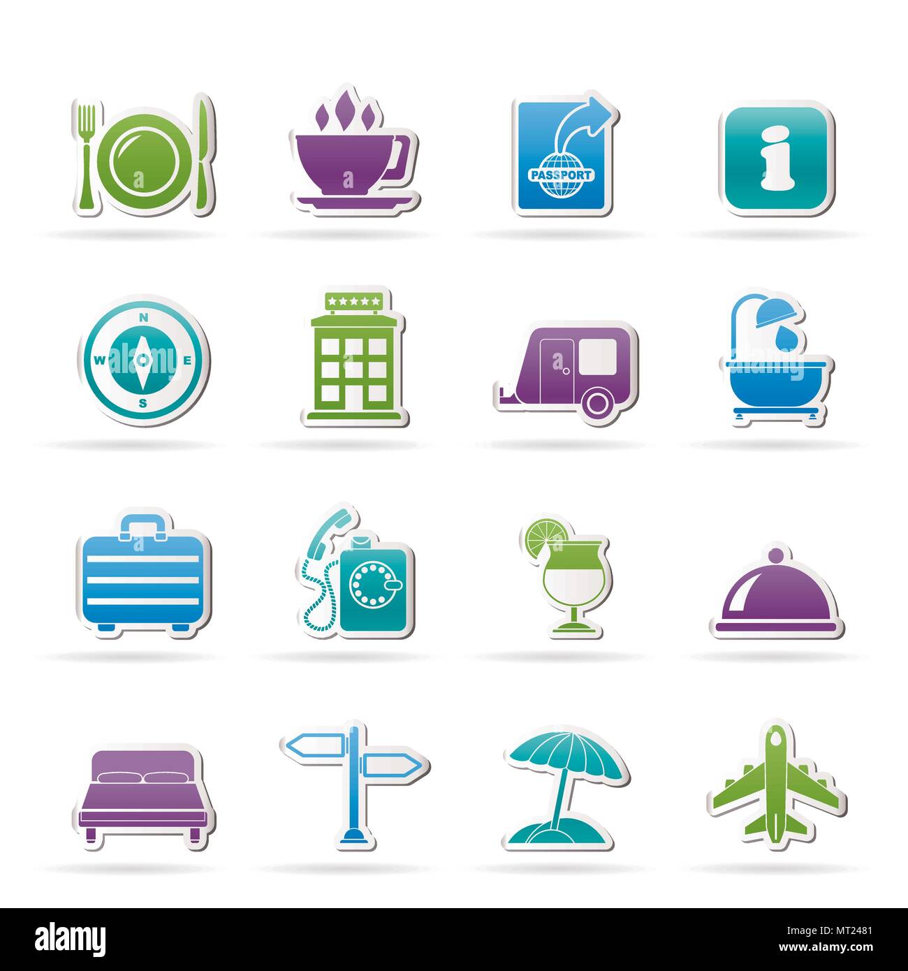 Traveling and vacation icons - vector icon set Stock Vector Image & Art ...