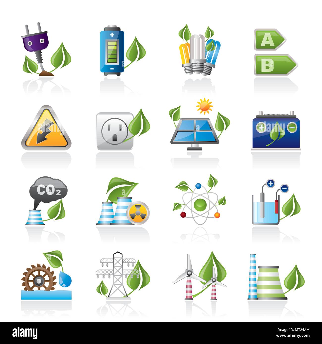 Green energy and environment icons - vector icon set Stock Vector Image ...