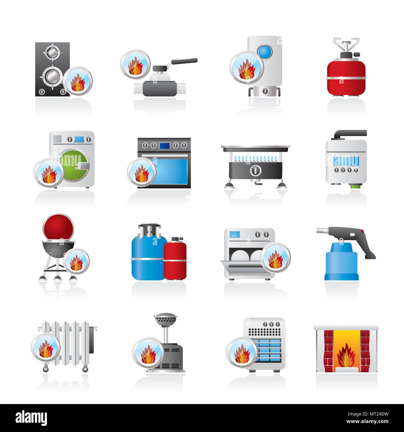 Household Gas Appliances icons - vector icon set Stock Vector Image ...