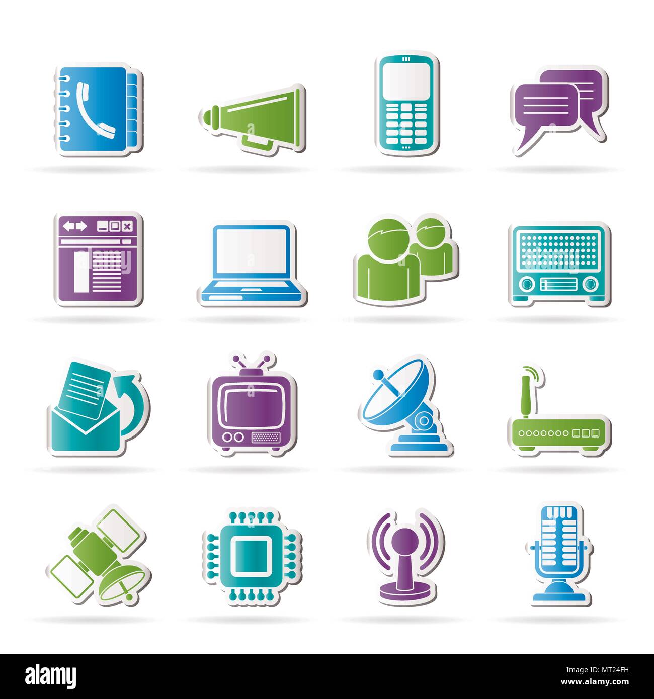 Communication, connection and technology icons - vector icon set Stock ...