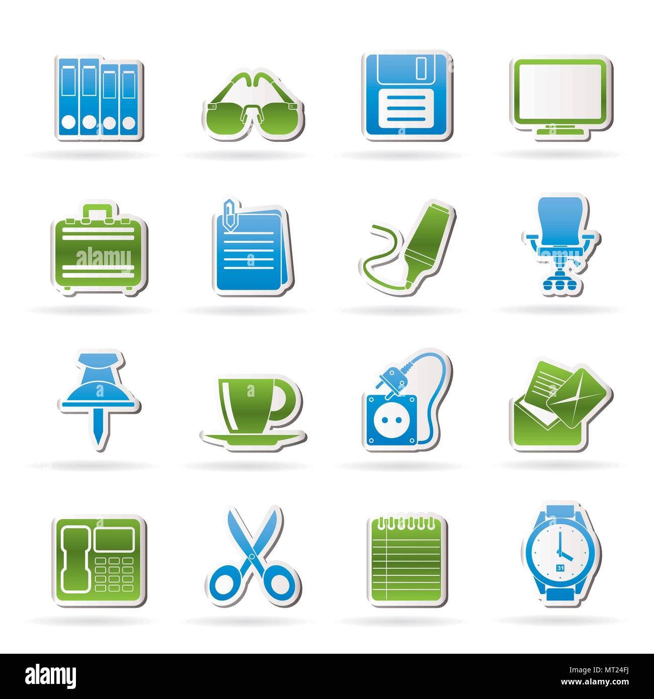 Business and office objects icons - vector icon set Stock Vector Image ...