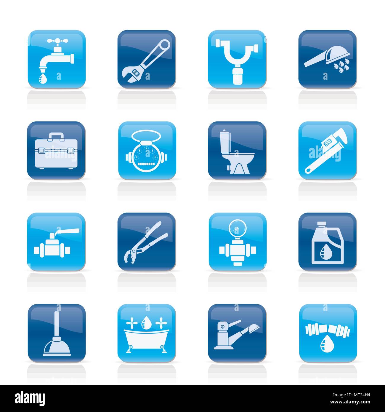 Plumbing objects and tools icons - vector icon set Stock Vector Image ...