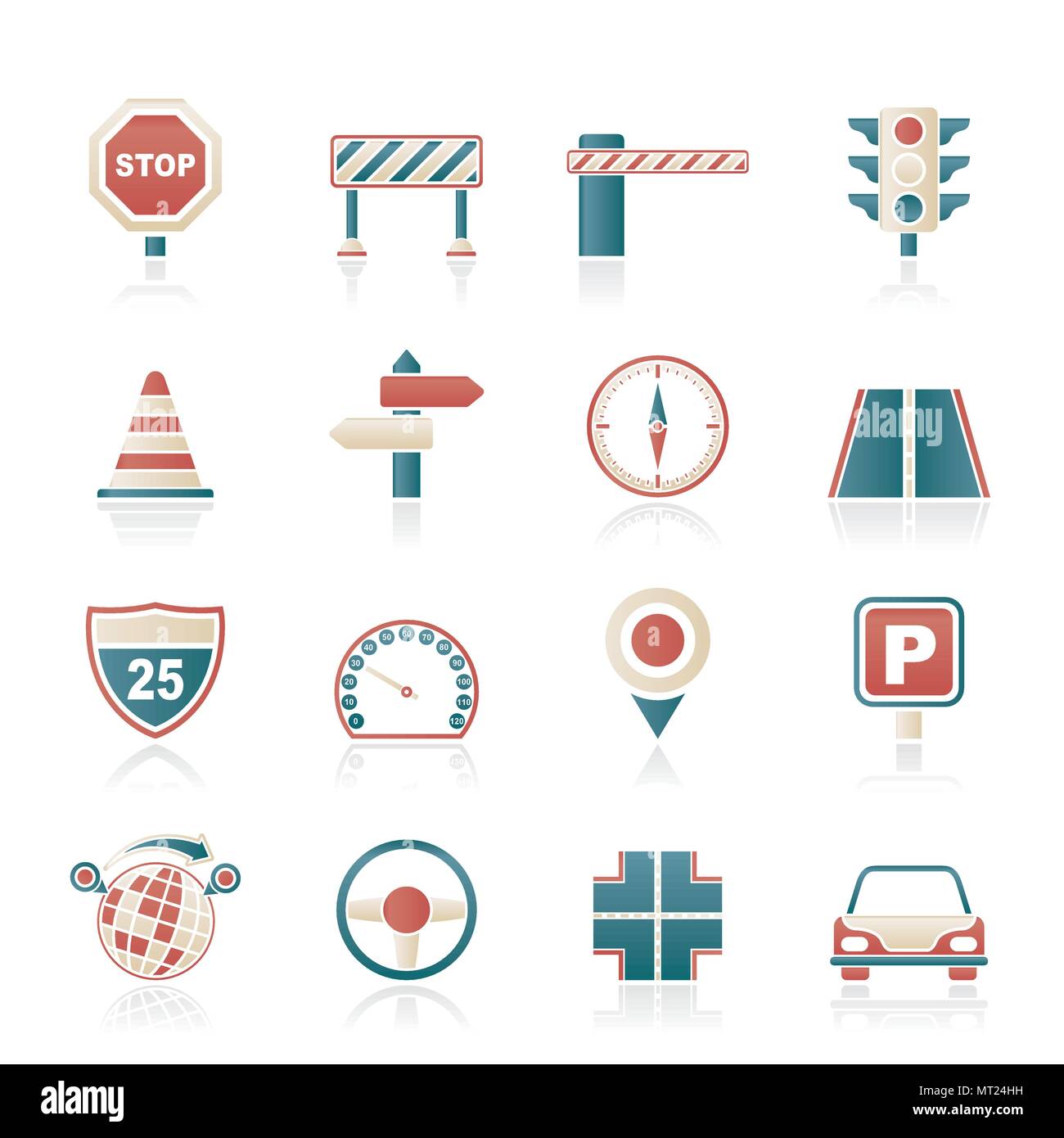 Road junction and red car Stock Vector Images - Alamy