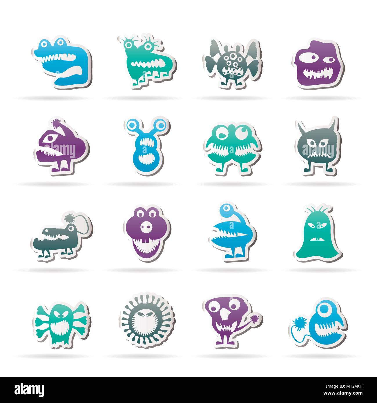 Various abstract monsters illustration - vector icon set Stock Vector ...