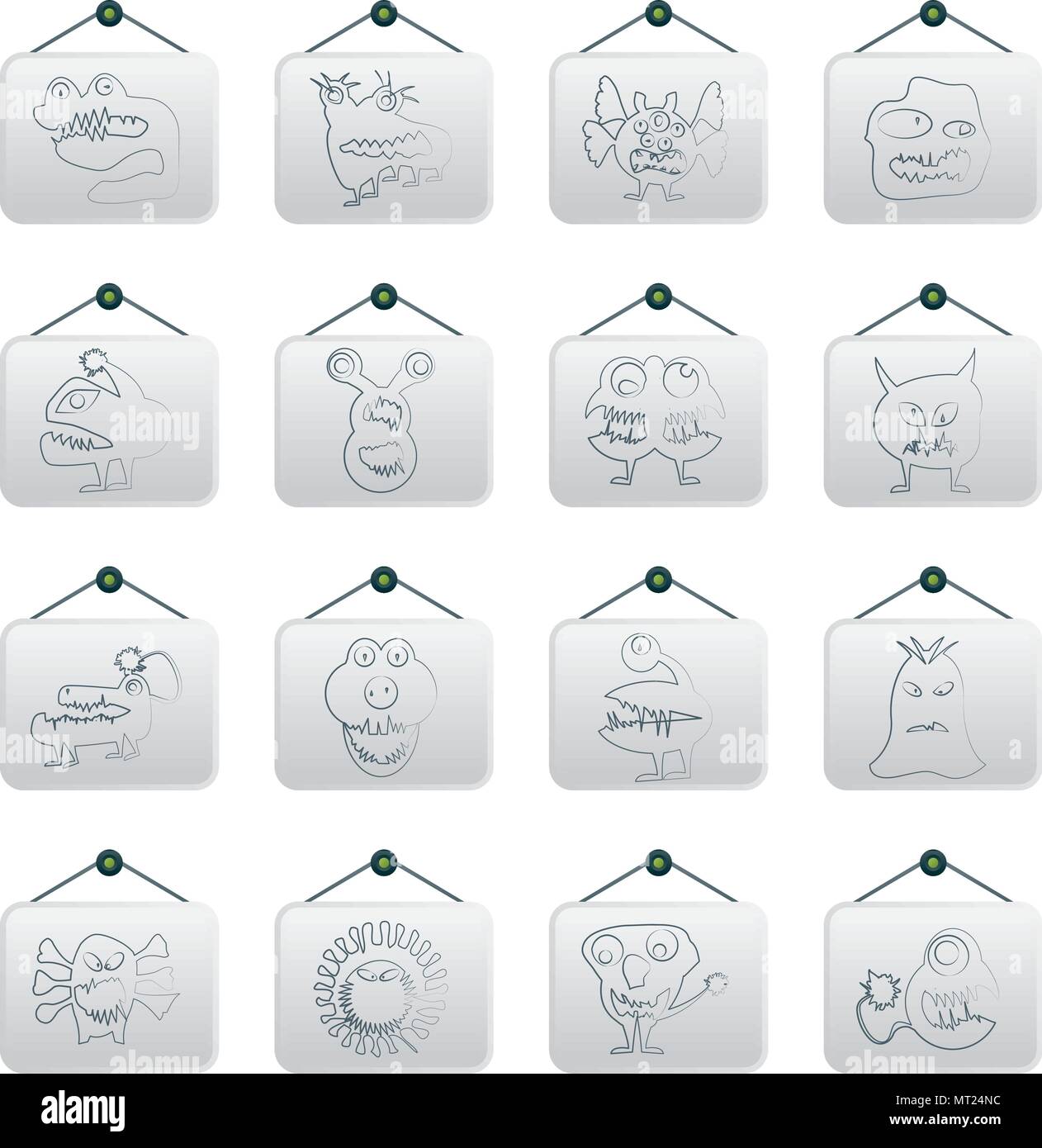 Various abstract monsters illustration - vector icon set Stock Vector ...