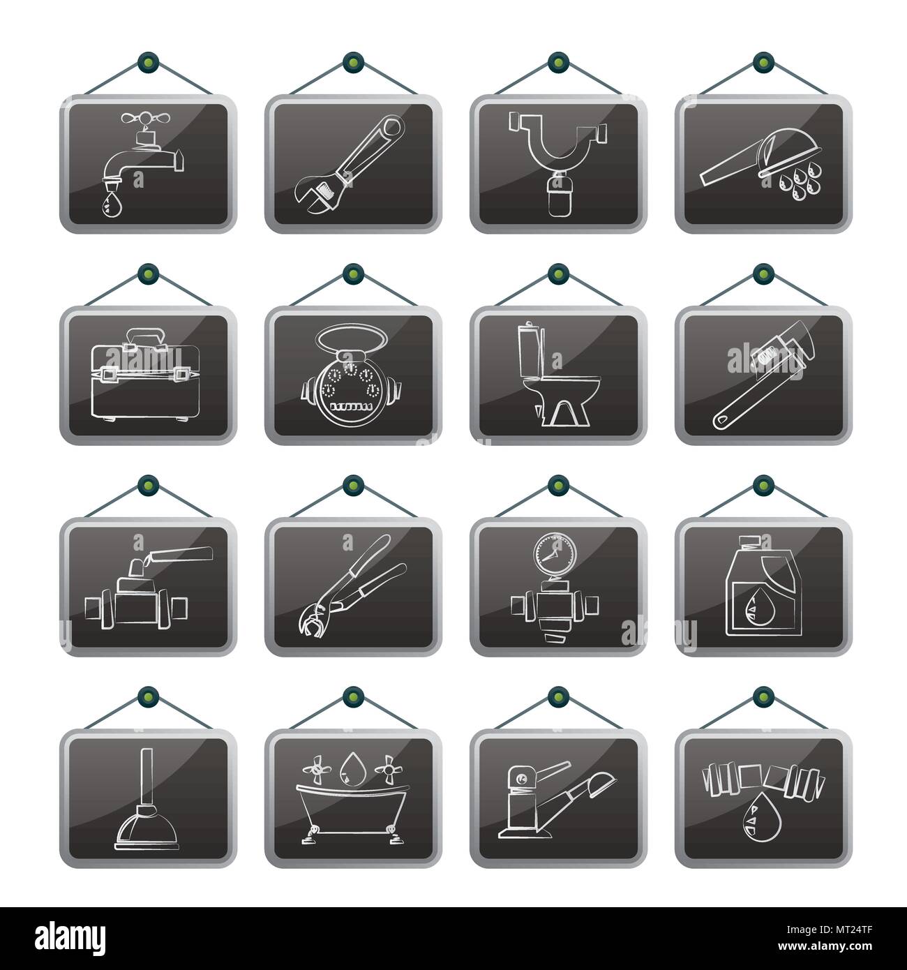 Plumbing objects and tools icons - vector icon set Stock Vector Image ...
