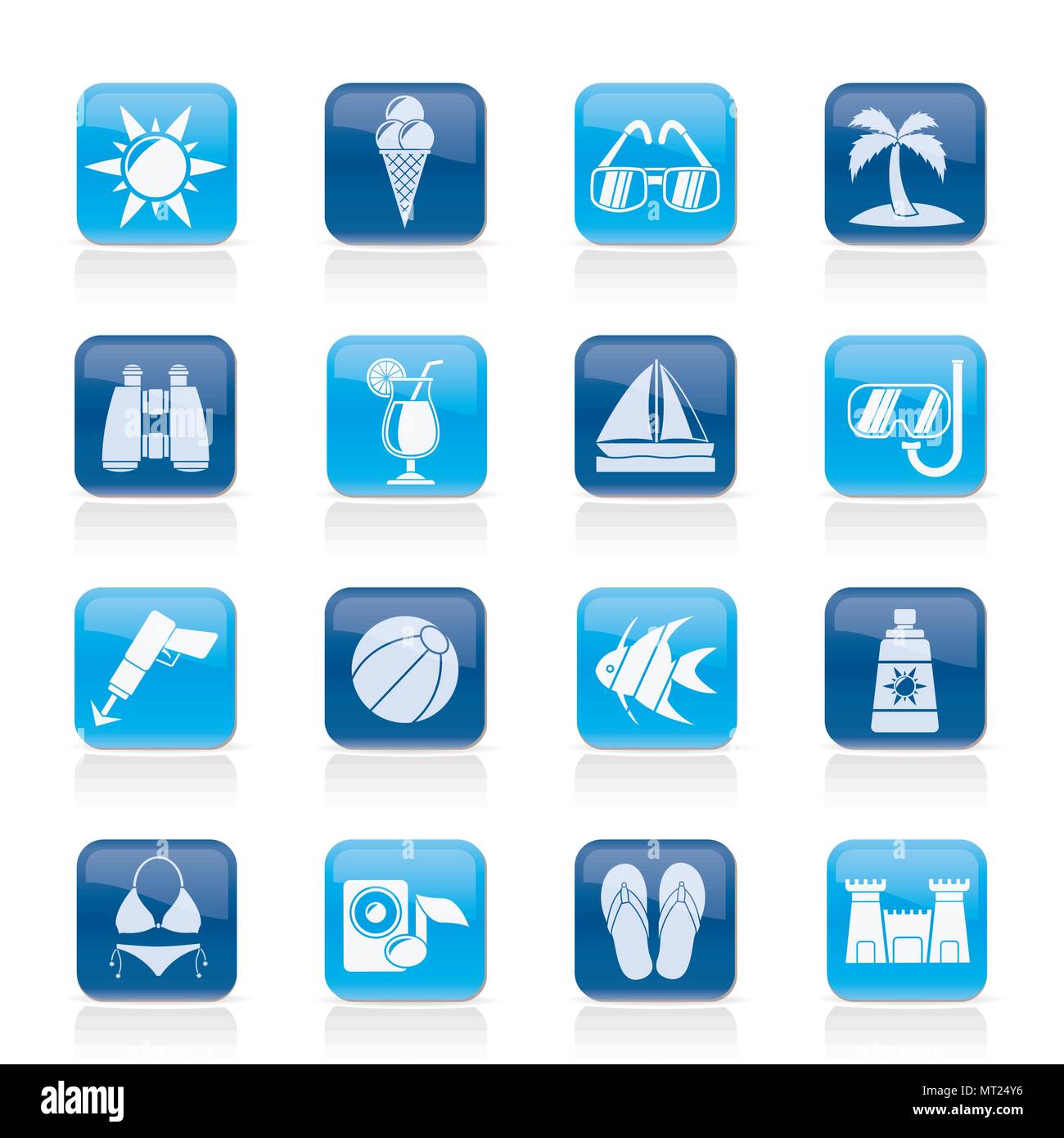 Tropic, Beaches and summer icons - vector icon set Stock Vector Image ...