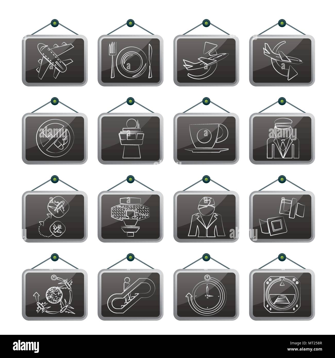 Aircraft, airport and Plane Icons - vector icon set Stock Vector Image ...