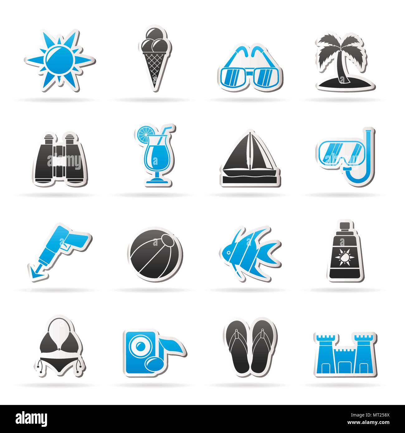 Tropic, Beaches and summer icons - vector icon set Stock Vector Image ...