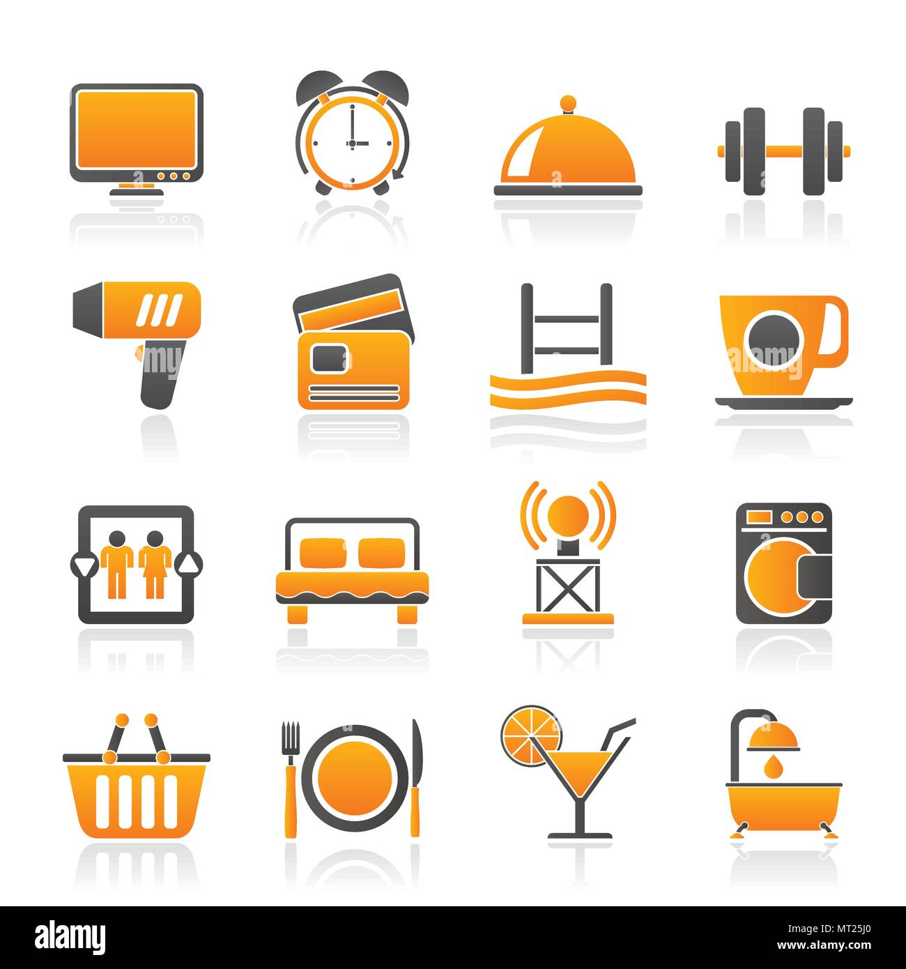 Hotel and Motel facilities icons - vector icon set Stock Vector Image ...
