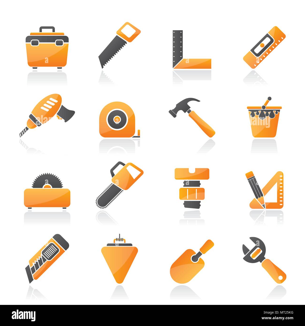 Construction objects and tools icons- vector icon set Stock Vector ...