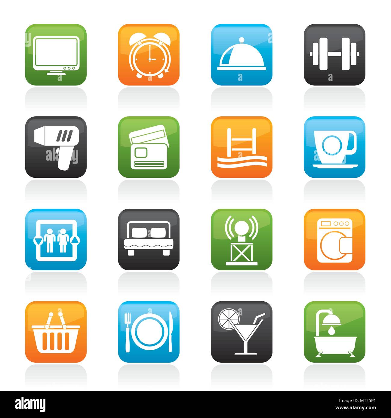 Hotel and Motel facilities icons - vector icon set Stock Vector Image ...